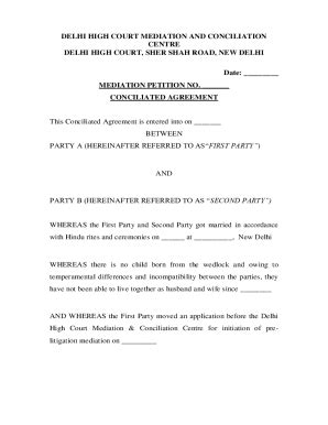 Fillable Online Delhi High Court Mediation And Conciliation Centre