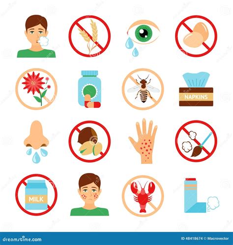 Icônes d allergie réglées illustration de vecteur Illustration du
