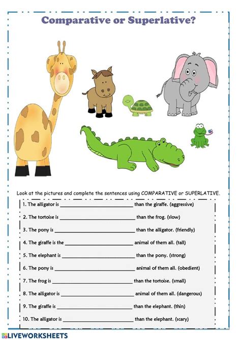 Comparative And Superlative Adjectives Activities