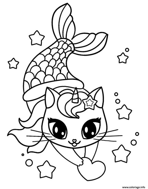 Coloriage Chat Licorne Sirene Dessin Chat Licorne à imprimer