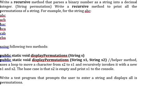 solved write a recursive method that parses a binary number