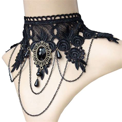 New Collares Sexy Gothic Chokers Crystal Black Lace Necklace Vintage Jewelry Jkp2806