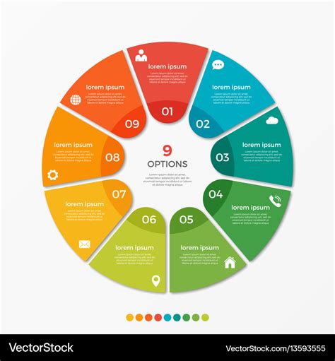 Circle Chart Infographic Template With 9 Options Vector Image