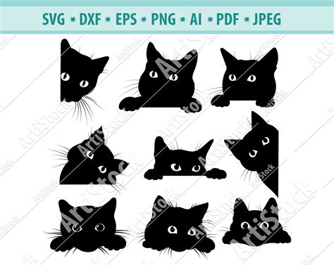 Cat SVG Black Cat Svg Peeking Cat Clipart Peeping Cat SVG Etsy