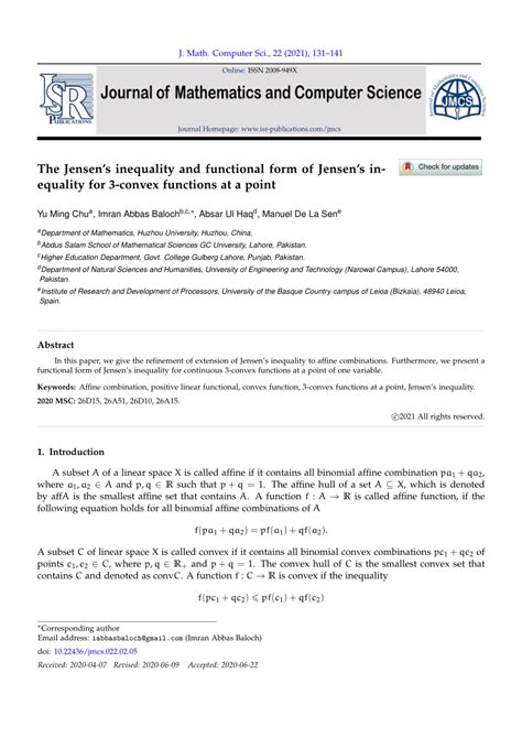 pdf the jensen s inequality and functional form of jensen s inequality for 3 convex functions
