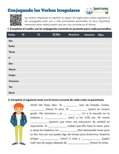 Conjugando los Verbos Irregulares en Español Ejercicios en PDF