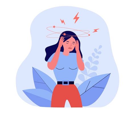 Mujer que siente vértigo o mareos ilustración Vector Premium