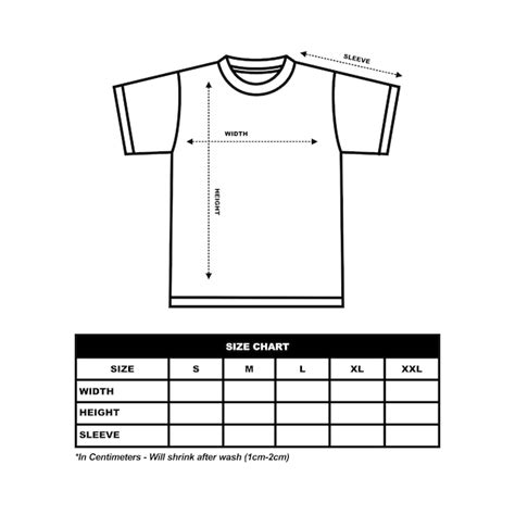 Guía de tamaños de camisetas de manga corta unisex tabla de tamaños