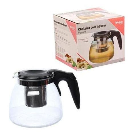 Chaleira Infusor De Cha Ml Em Vidro E Aco Bule Asia Extra Extra
