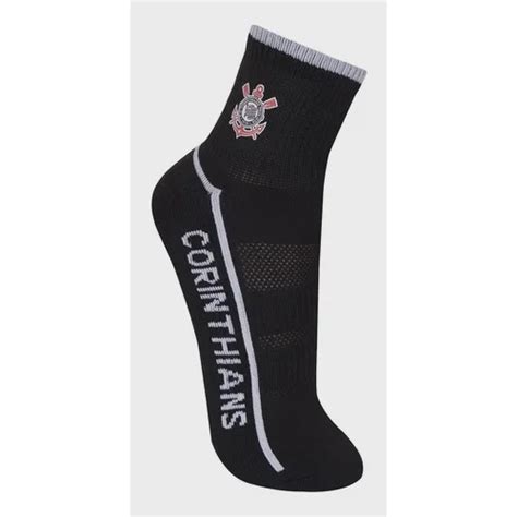 Meia do Corinthians Tamanho Médio 39 a 43 Cor Preto Submarino