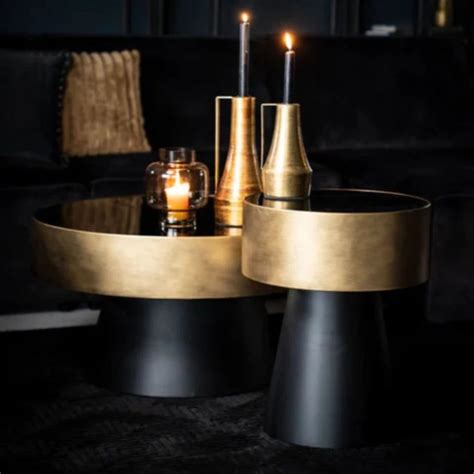 By Boo Bunga Round Coffee Table Black And Gold Metal Tables Gold