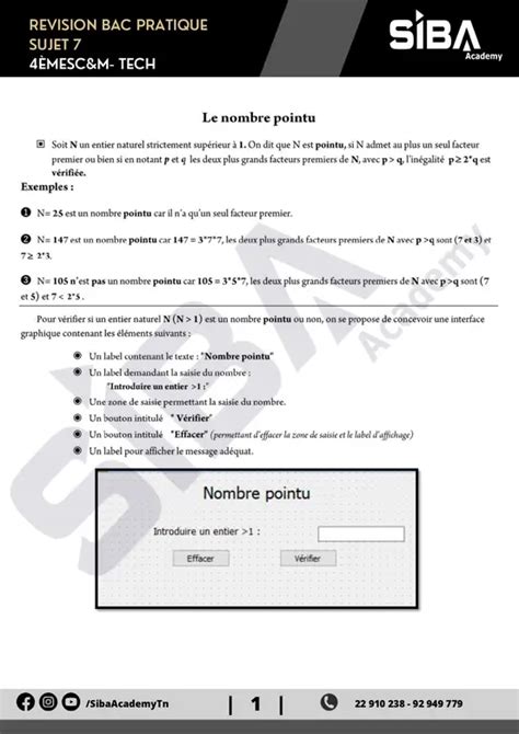 Bac math Informatique Révision BAC PRATIQUE sujet 7 avec correction