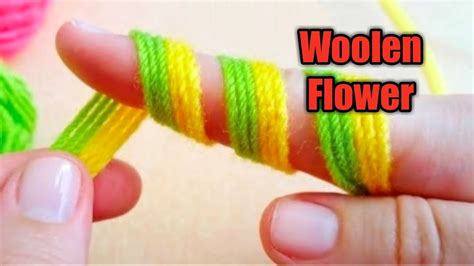 New Super Easy Woolen Flower Making Idea With Finger Hand Embroidery