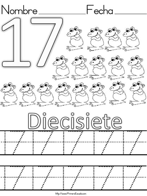 Fichas de grafomotricidad y lectoescritura con números del 1 al 20