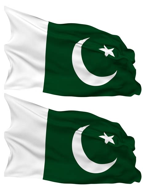 Pakistan Flag Waves Isolated In Plain And Bump Texture With