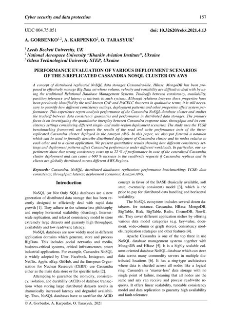pdf performance evaluation of various deployment scenarios of the 3 replicated cassandra nosql