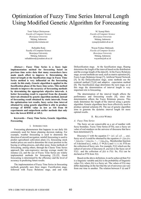pdf optimization of fuzzy time series interval length using modified genetic algorithm for
