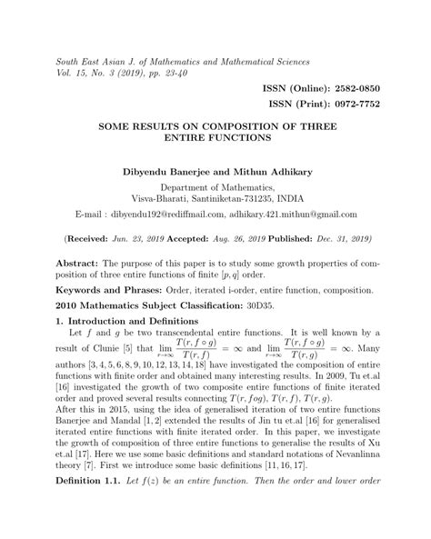 pdf some results on composition of three entire functions