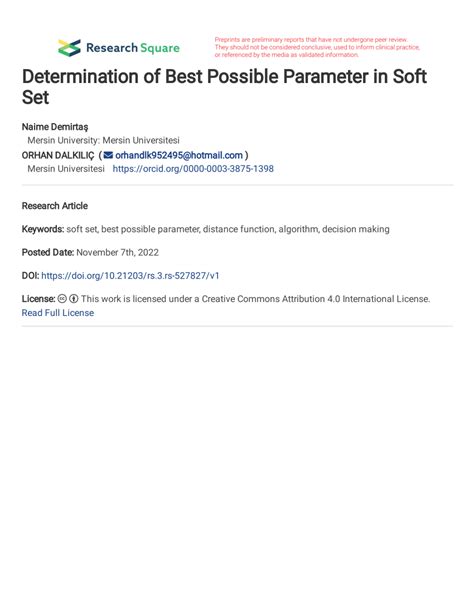 pdf determination of best possible parameter in soft set