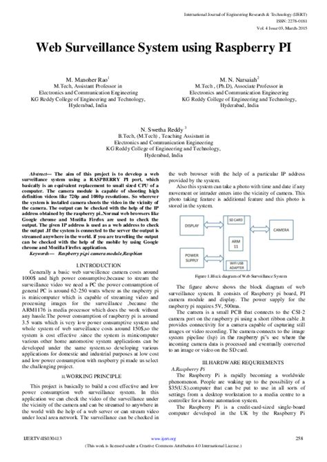 pdf ijert web surveillance system using raspberry pi ijert journal
