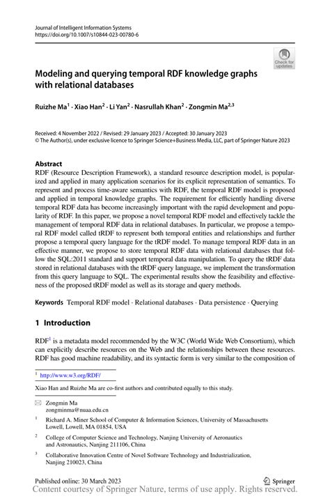 modeling and querying temporal rdf knowledge graphs with relational databases request pdf