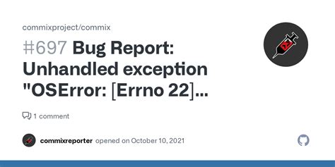 Bug Report Unhandled Exception OSError Errno 22 Invalid Argument