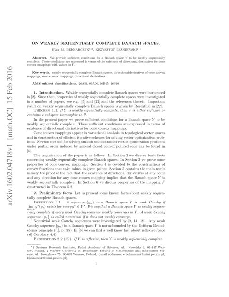 pdf on weakly sequentially complete banach spaces