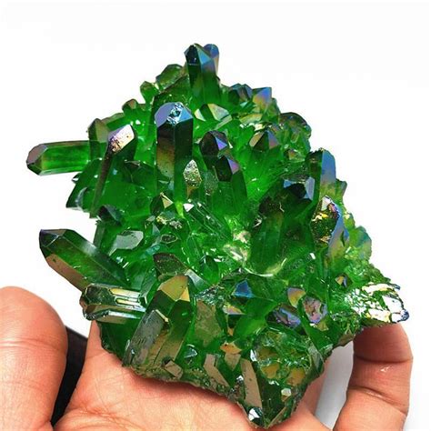 G Gro Nat Rliche Aura Gr N Titan Quarz Bergkristall Cluster Stein