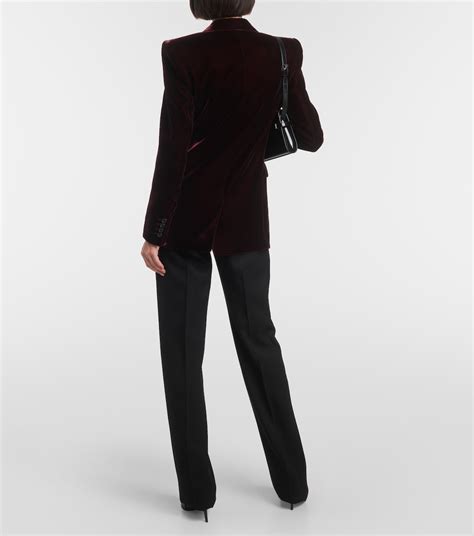 Double Breasted Velvet Blazer In Burgundy Saint Laurent Mytheresa