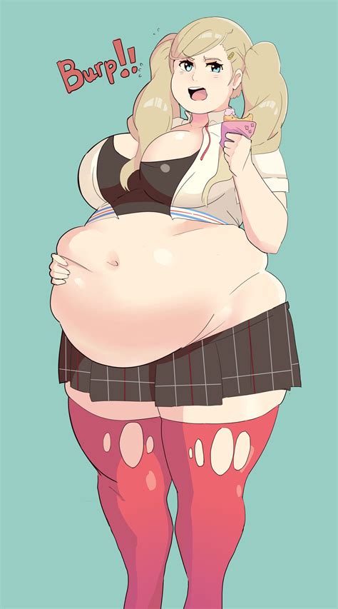 Rule 34 1girls Ann Takamaki Big Belly Big Breasts Bloated Belly Blonde Hair Blue Eyes Burping