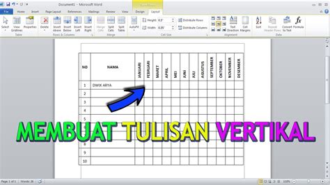CARA MEMBUAT TULISAN VERTIKAL DI Microsoft Word YouTube