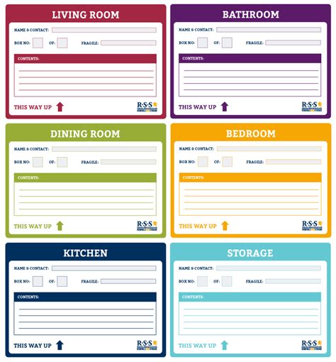 Free Printable Color Coded Room Packing Labels Free Printables