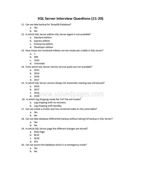 sql server interview questions and answers 11 20 pdf microsoft sql server database index