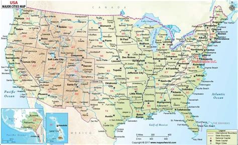 Printable Us Map With Major Cities
