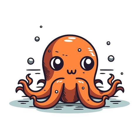 Lindo pulpo de dibujos animados ilustración vectorial aislada en fondo