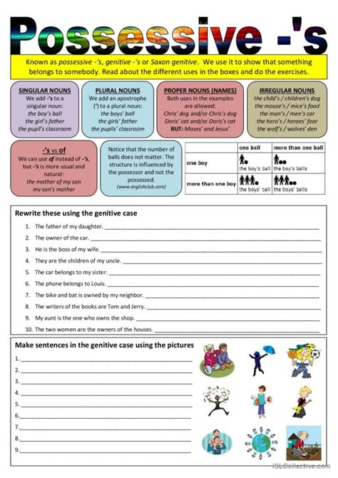 Possessive S General Gramma English Esl Worksheets Pdf Doc