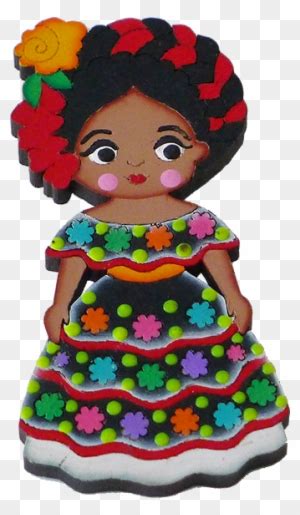 Tapatia Traditional Dress Magnet Wooden Cartoon Mexican Dress