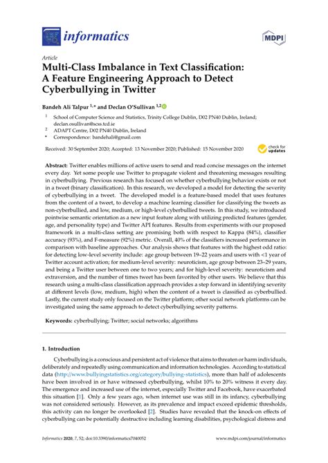 pdf multi class imbalance in text classification a feature engineering approach to detect