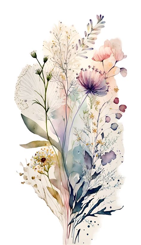 Wildflowers Bouquet Pastel Watercolor Clipart 23397327 PNG