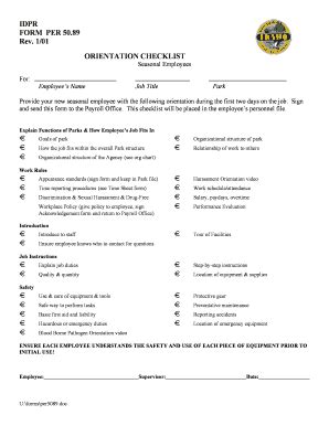 Fillable Online Parksandrecreation Idaho IDPR FORM PER 50 89 Rev 1 01