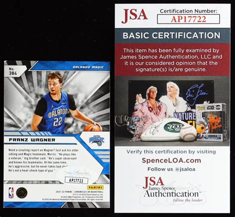 Franz Wagner Signed Panini Chronicles Xr Rc Jsa Pristine Auction