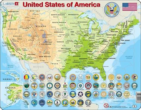 Larsen Geografická mapa USA 90 dílků Zbozi cz