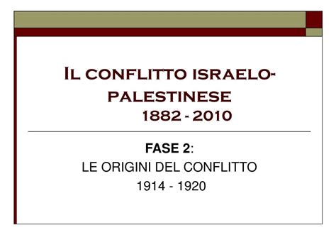PPT Il Conflitto Israelo Palestinese 1882 2010 PowerPoint