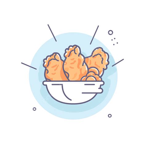 Fried Chicken Icon In The Bowl Vector A Lineal Icon Depicting Fried