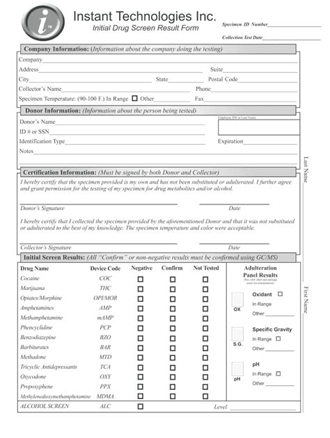 template printable blank drug test form printable templates