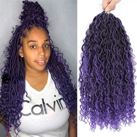 Amazon 6 Packs Boho Goddess Locs Crochet Hair 18 Inch Purple