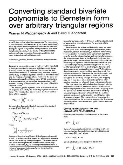 converting standard bivariate polynomials to bernstein form over arbitrary triangular regions