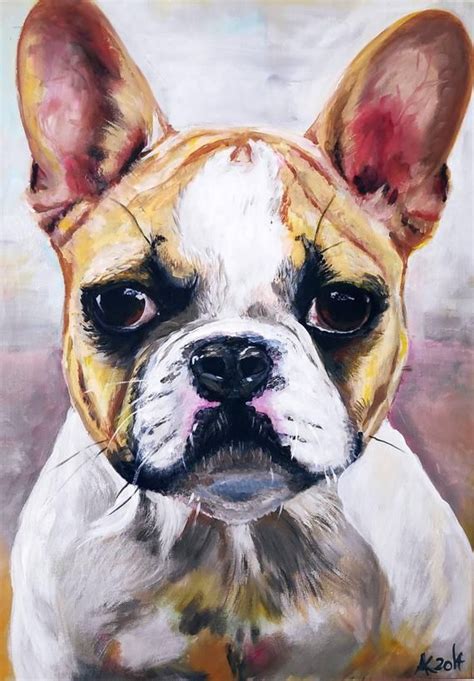 Hund Gemälde Fell Haustier Geschenk Bulldogge Porträt Wanddekoration