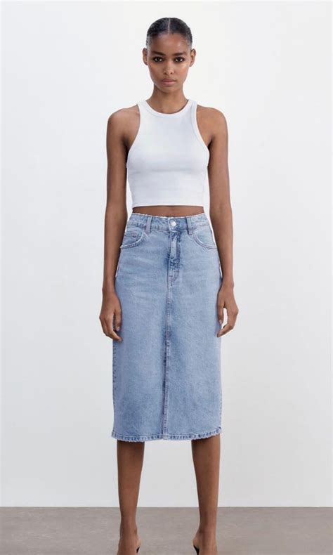Zara Denim Skirt Women S Fashion Bottoms Skirts On Carousell