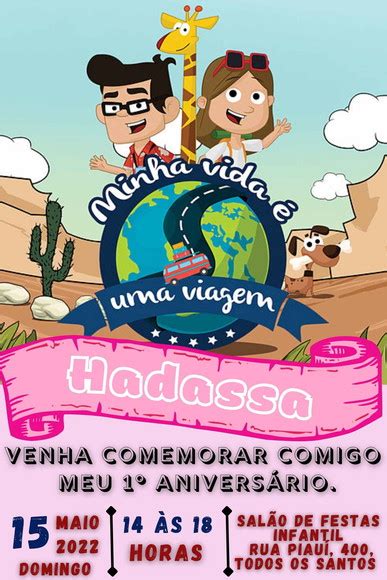 Convite Digital Minha Vida É Uma Viagem Elo7